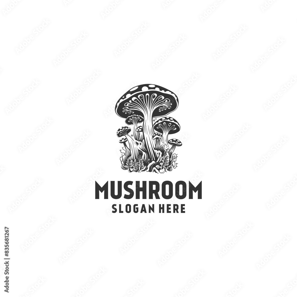 Vintage mushroom logo vector illustration Stock Vector | Adobe Stock