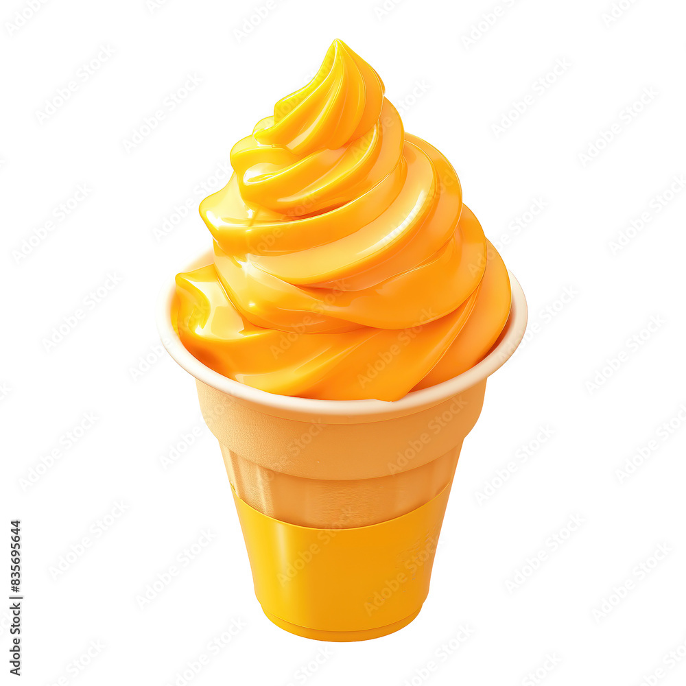 Mango Soft serve Ice cream in a cup isolated on transparent background ...
