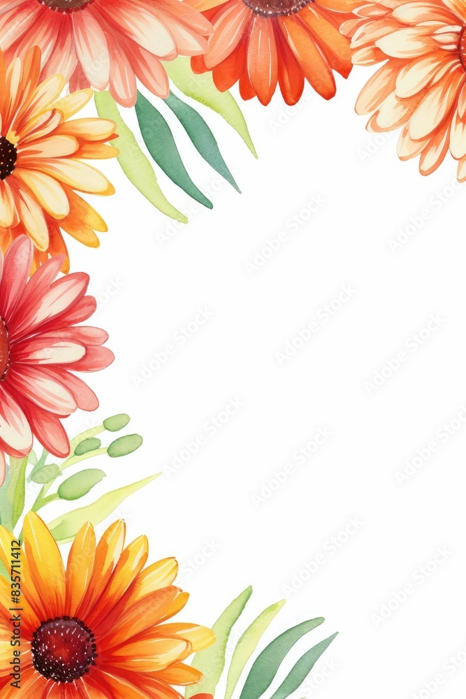 gerbera daisy themed frame or border for photos and text.in bright and ...