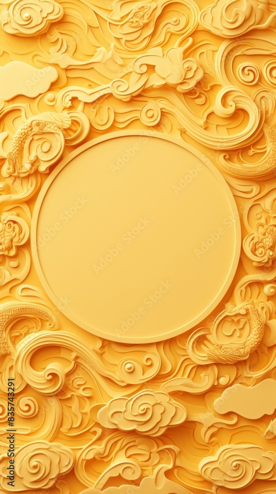 Yellow Plasterboard Wallpaper with 3D Papercut Snake and Dragon ...