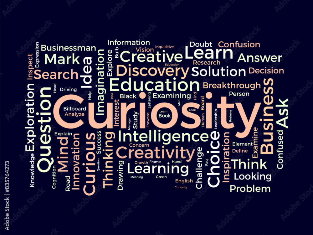 Curiosity word cloud template. Discovery concept vector tagcloud ...