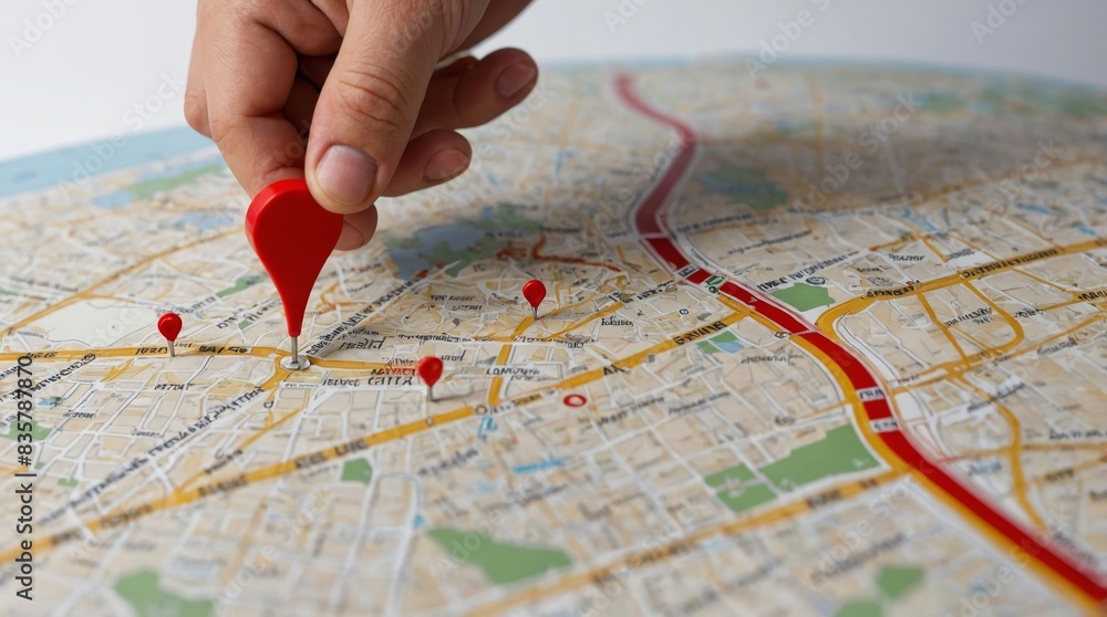 Pinpointing Locations on a Map Stock Illustration | Adobe Stock