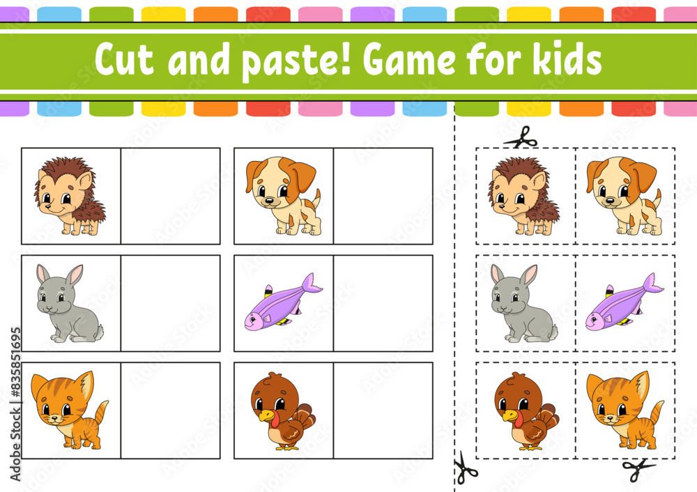 Cut and paste. Game for kids. Educational activity worksheet for kids ...