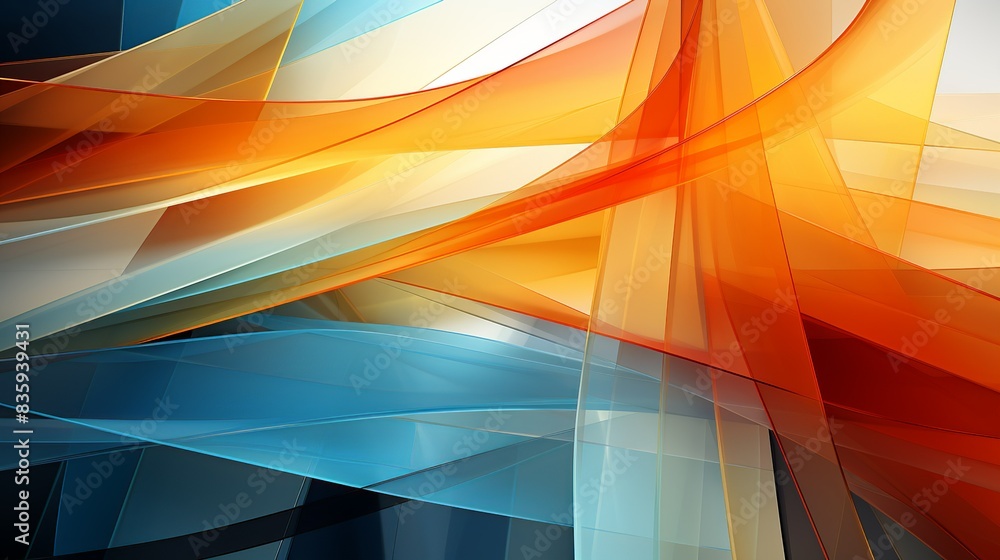 Layers of translucent shapes overlapping to create a sense of depth and ...