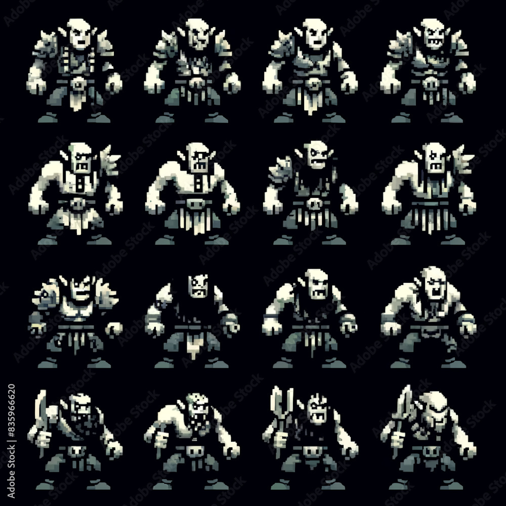Pixel art orc sprites for RPG game Stock Illustration | Adobe Stock