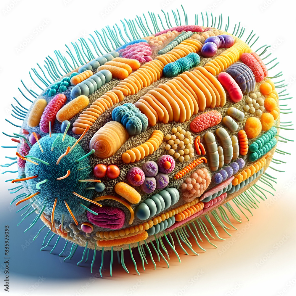 Ilustración de Stock Detailed Model of a Vibrant Bacterium Cell with ...