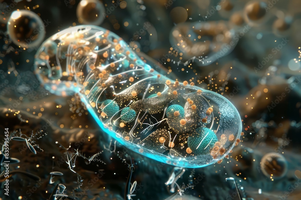 Intricate microscopic image of mitochondria in a cell, suitable for ...