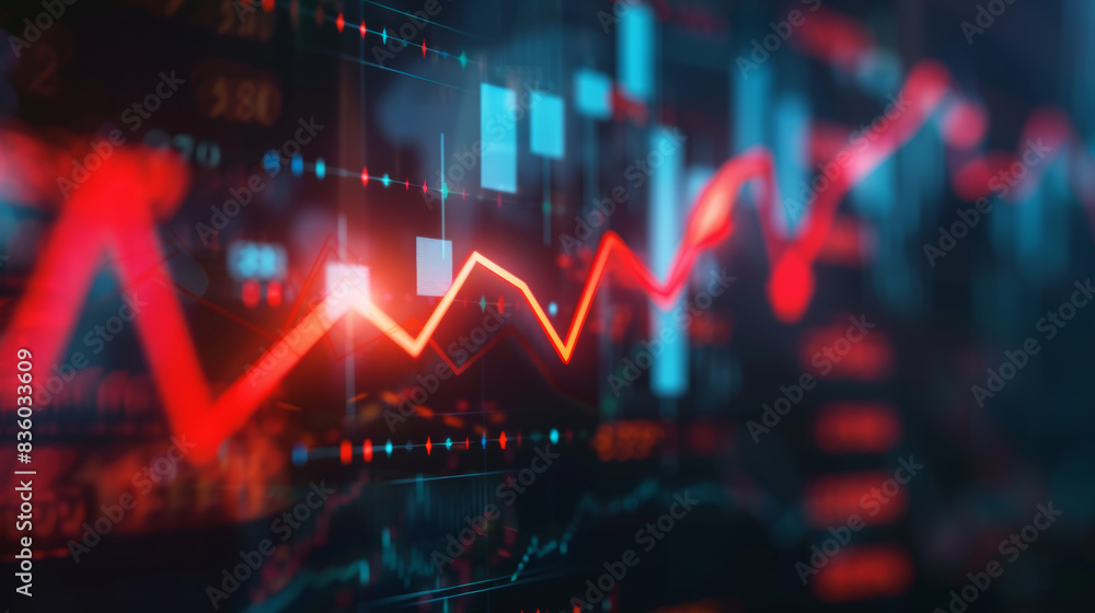 Background realistic picture of Economy Charts. Glowing colors. Space ...