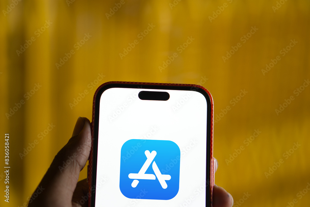Dhaka, Bangladesh- 01 Jun 2024: Apple app store logo is displayed on iPhone. Stock Photo | Adobe ...