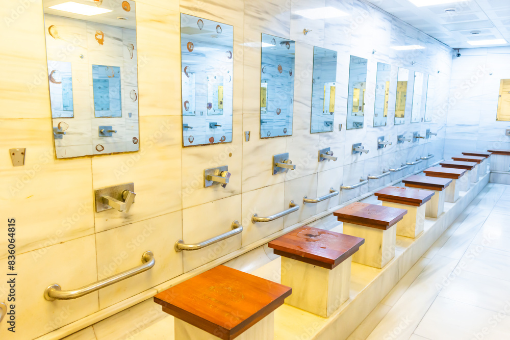 Public islamic muslim bathroom restroom wc with ablution places Stock ...