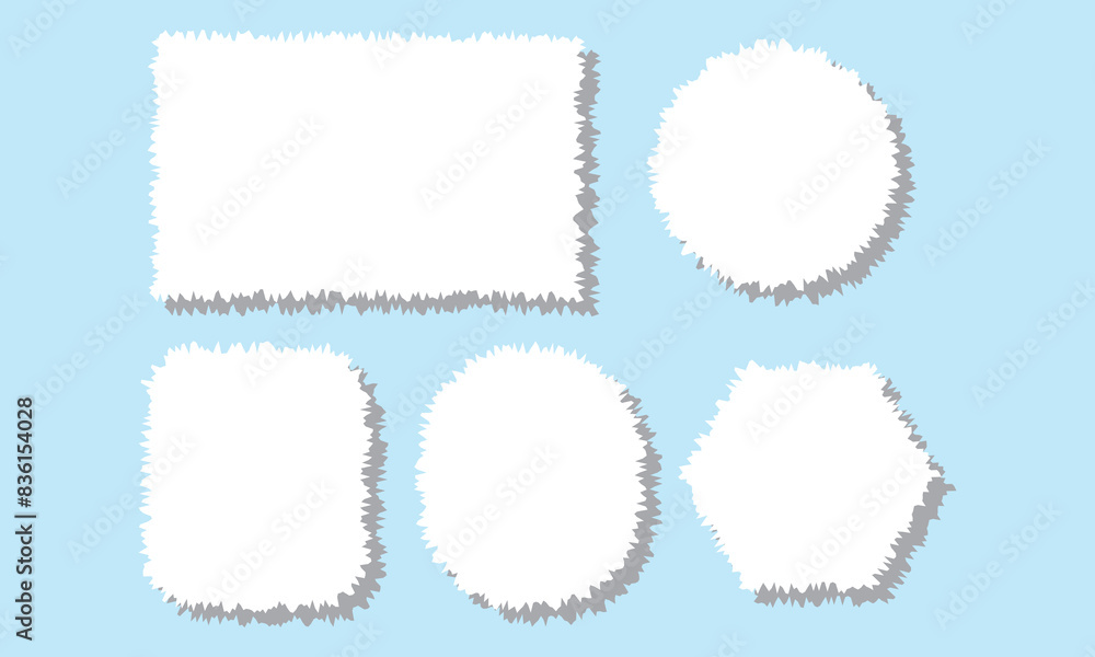 Torn and rip edge paper shape. Rough jagged rectangle frame for collage ...