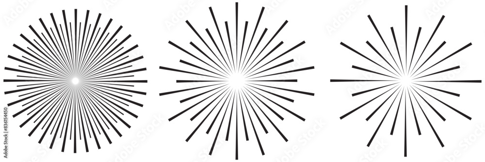 Radial circles design element. Expanding, converging circle lines from ...