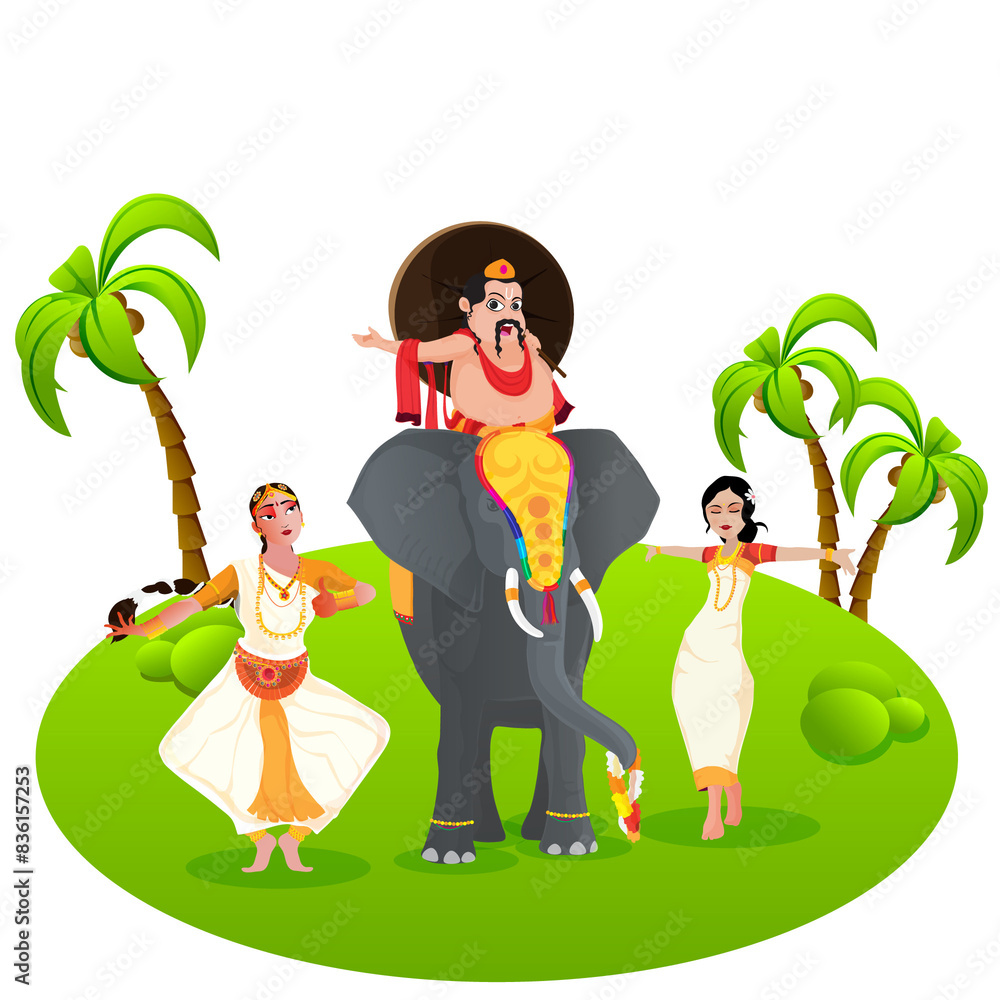 Onam Festival Festival Celebration Background with illustration of King ...