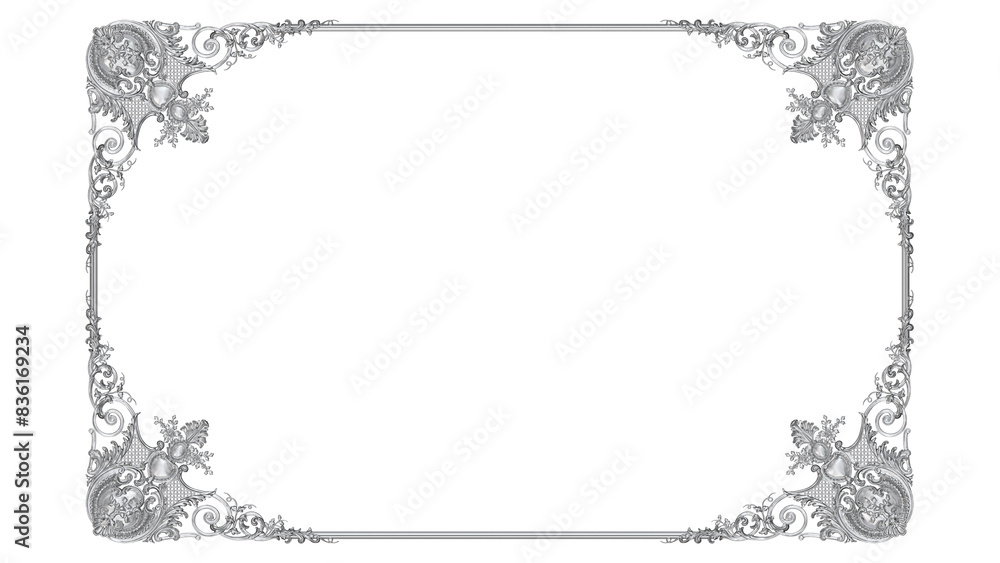 silver floral frame PNG image clear background, ready to use silver ...