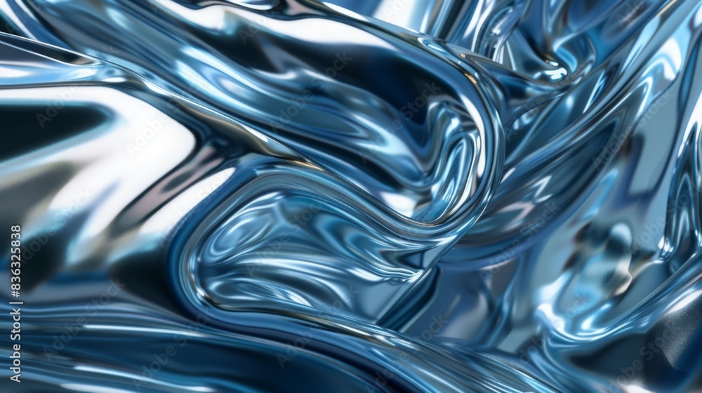 Abstract chrome Y2K fluid background. Grey liquid titanium surface ...