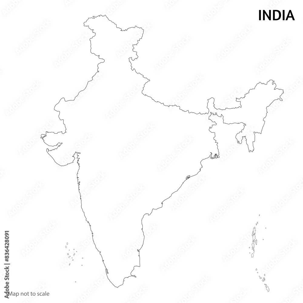 Indian Map outline vector illustration Stock Vector | Adobe Stock