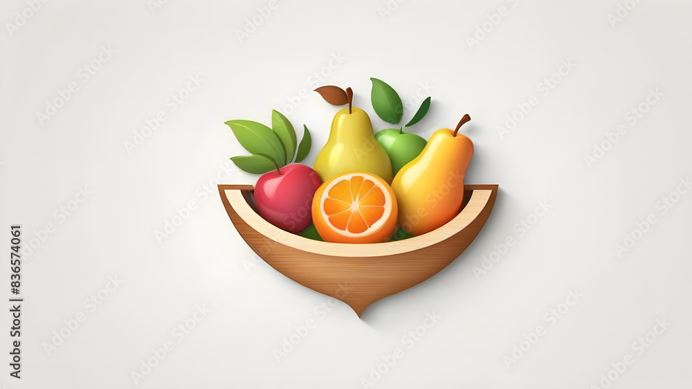 Many fruits together themed logo icon symbol emblem on the white ...