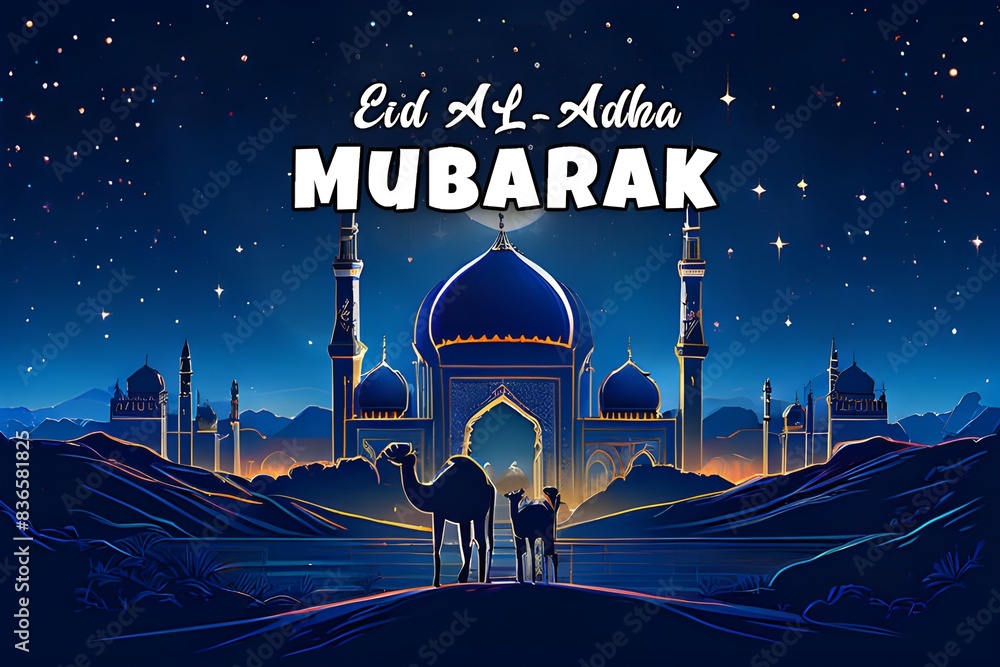 Eid al adha islamic background design, eid poster design Stock Photo ...