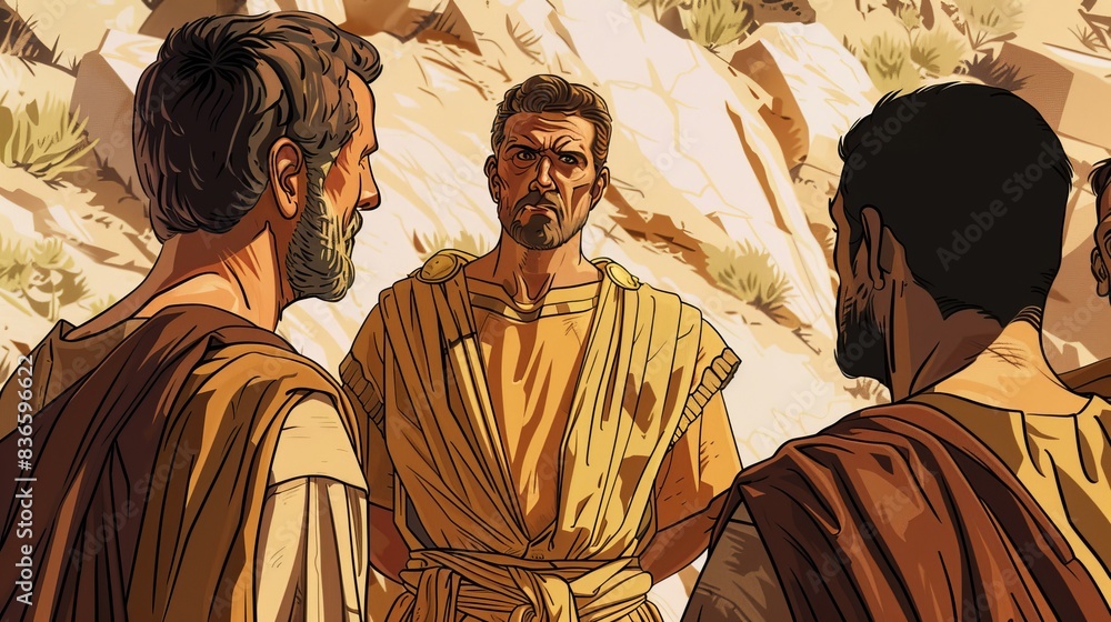 Biblical Illustration of Saint Agathius facing his Roman persecutors ...