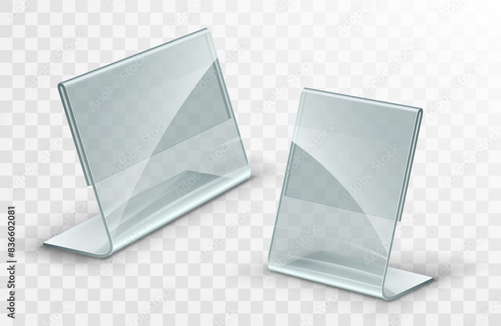 Vector acrylic table tent. Card holder isolated on transparent ...
