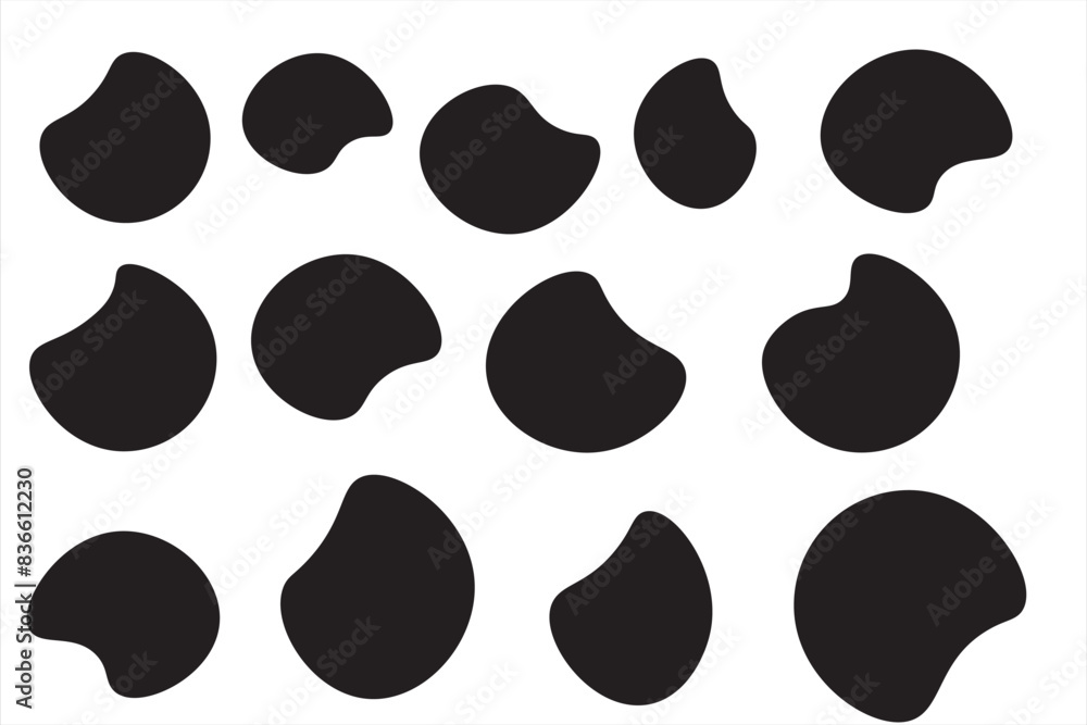 Random blob shapes. Organic blobs set. Rounded abstract organic shapes collection. Shapes of ...