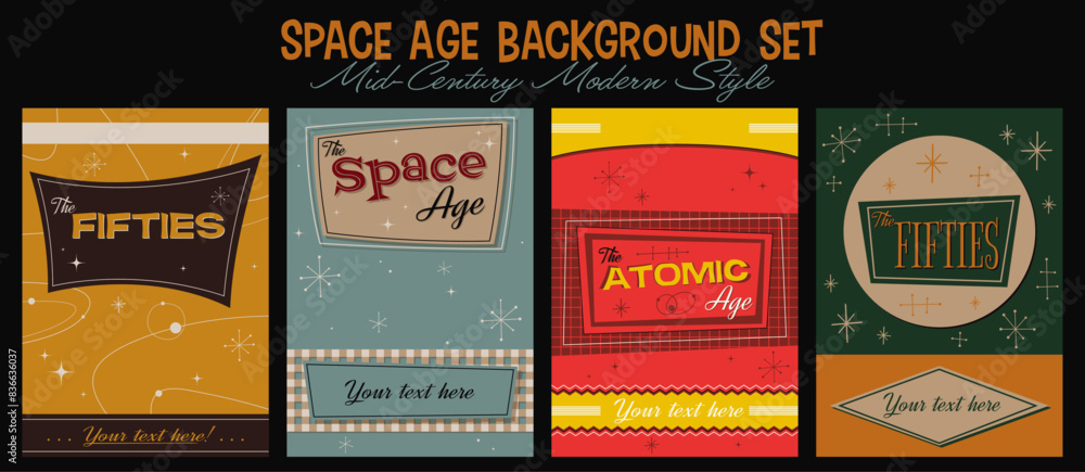 1950s Background, Mid Century Modern Style Illustration, 50s Template ...