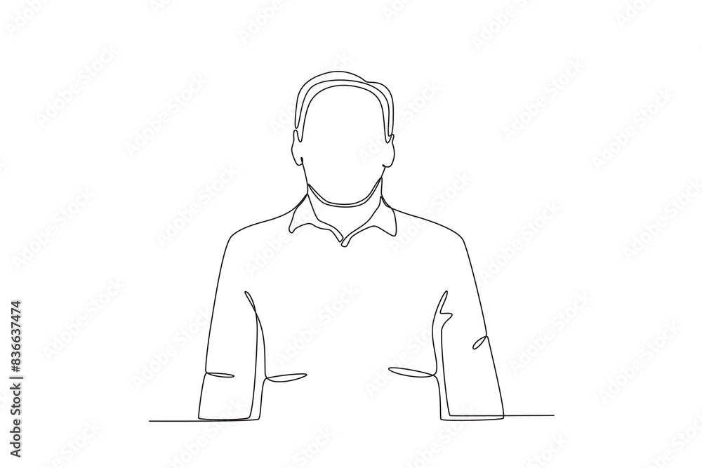 Single continuous line drawing of a standing grandfather, elderly ...