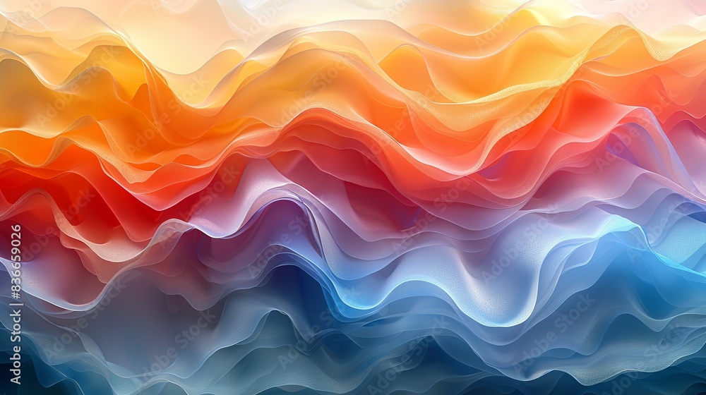 Intersecting waves of color, with each wave in a different gradient ...