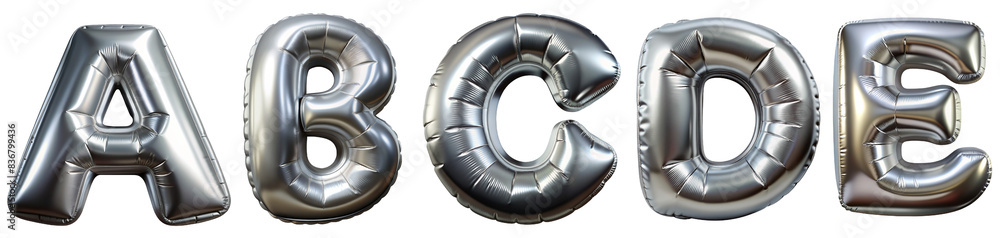 Silver foil balloons English alphabet abcde letters isolated on ...