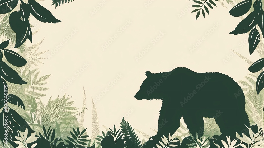 Grizzly Bear, border, jungle theme background Wallpaper, blank in the ...