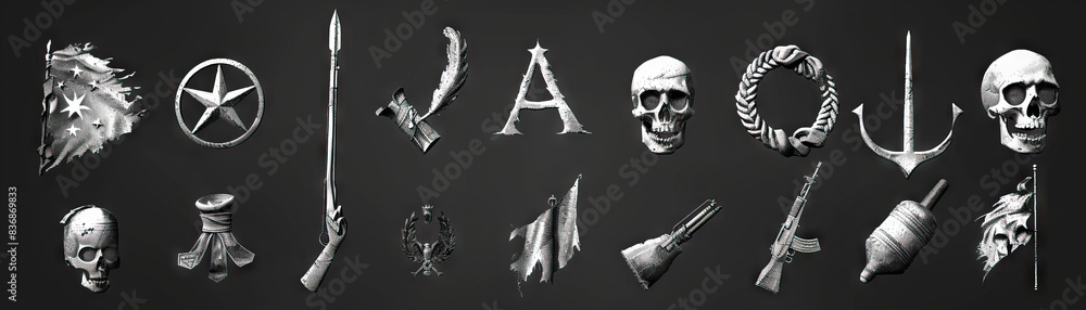 Revolutionary Symbols (White): Signifies the use of symbols, flags, and ...