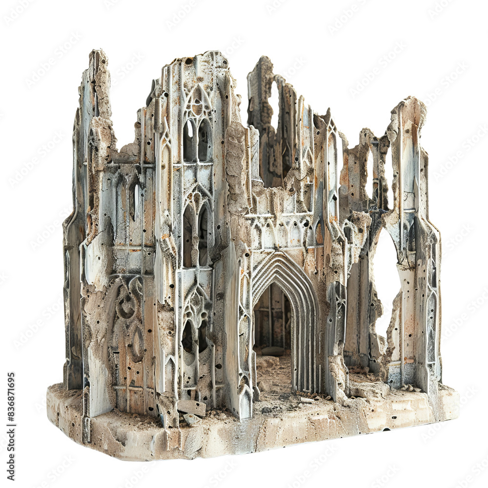 Ancient gothic architecture ruins, detailed stone structure with arches ...