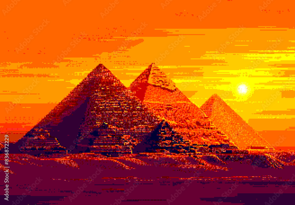8-bit pixel art of the pyramids in Egypt Stock Illustration | Adobe Stock