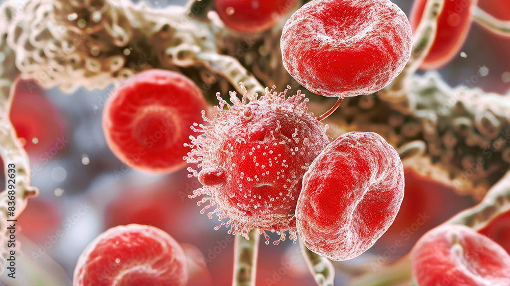 Tumor microenvironment concept with cancer cells, T-Cells ...