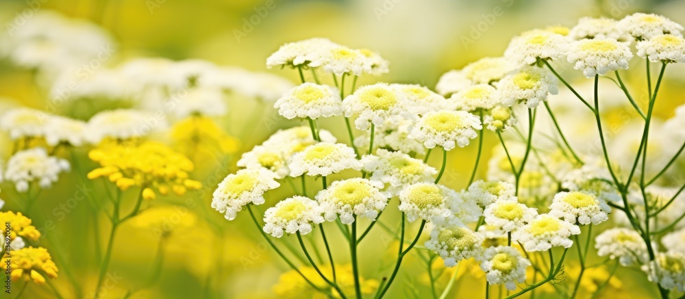 Agricultural field showcasing blooming Achillea filipendulina "Gold ...