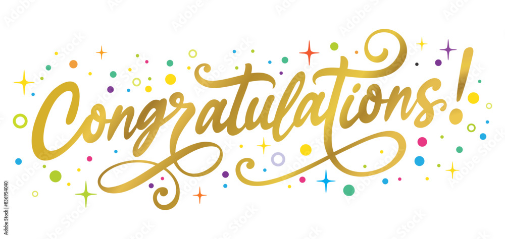 Congratulations, hand written lettering, greeting card, poster ...