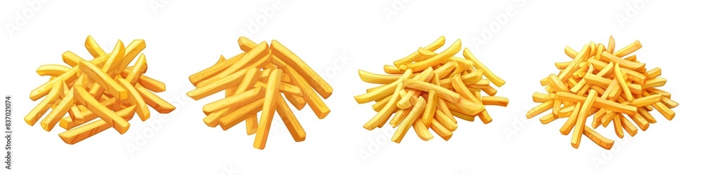 3D cartoon stack of french fries model, suitable for food promotion and ...