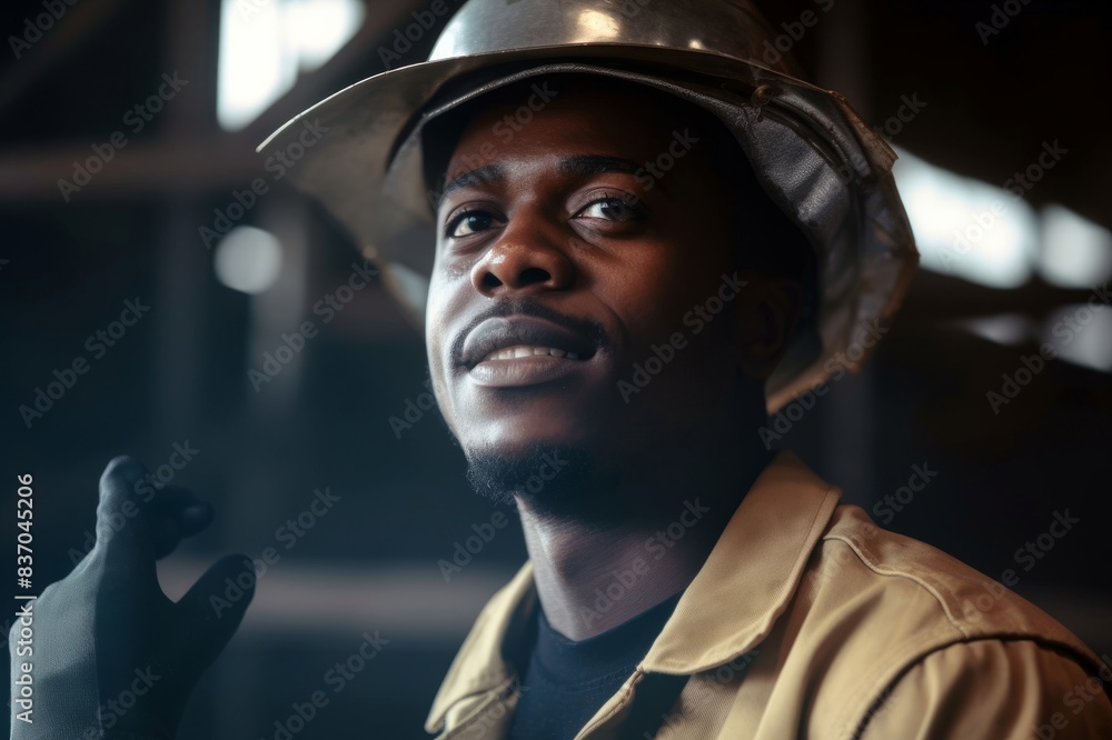 structural steel and welding worker in metal fabrication processes ...