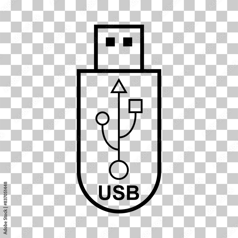 USB icon technology, connect device sign, electronic portable symbol ...