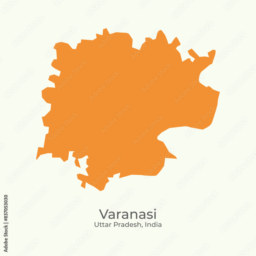 Varanasi city also known as Banaras city modern map, Uttar Pradesh ...