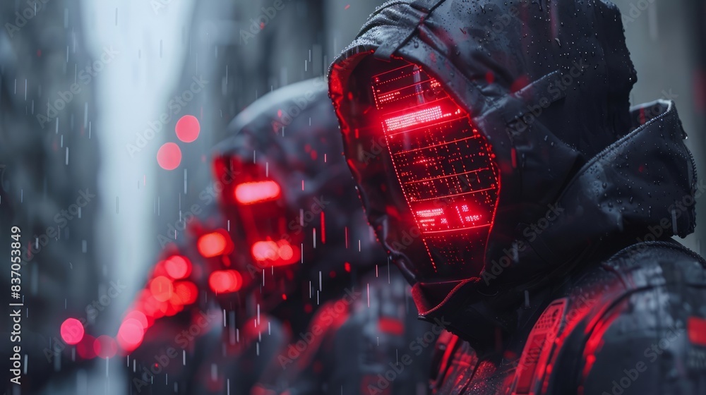 Cyber warfare concept with hackers targeting critical infrastructure, illustrating the digital ...