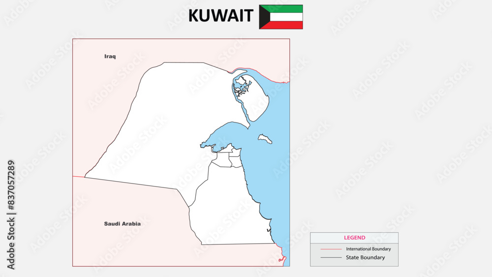 Vector de Stock Kuwait Map. States map of Kuwait. Political map of ...