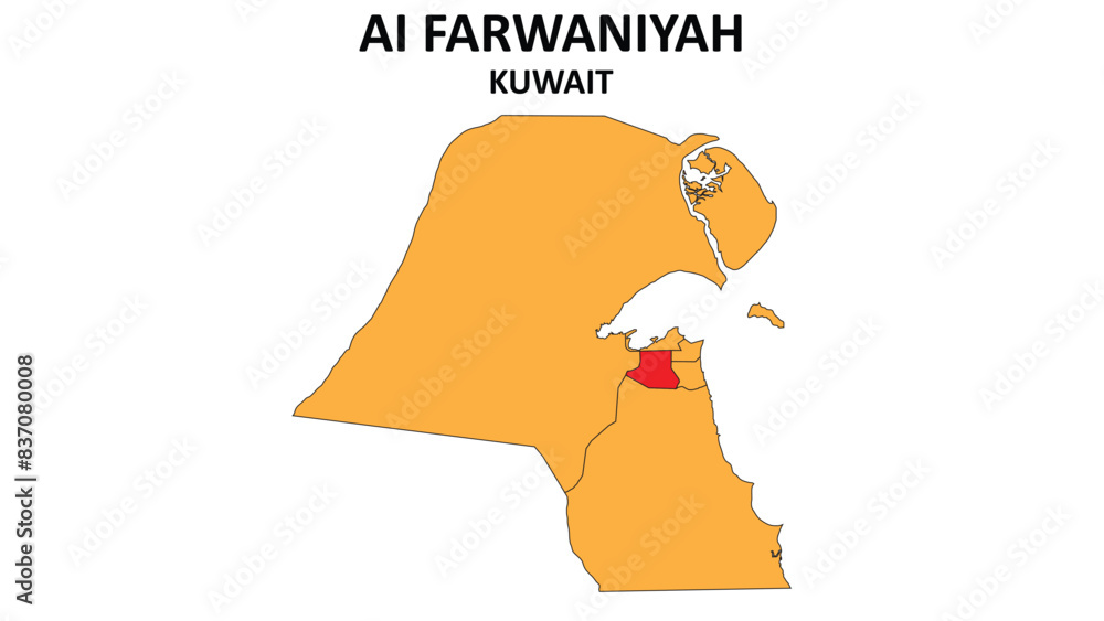 Ai Farwaniyah Map in Kuwait. Vector Map of Kuwait. Regions map of ...