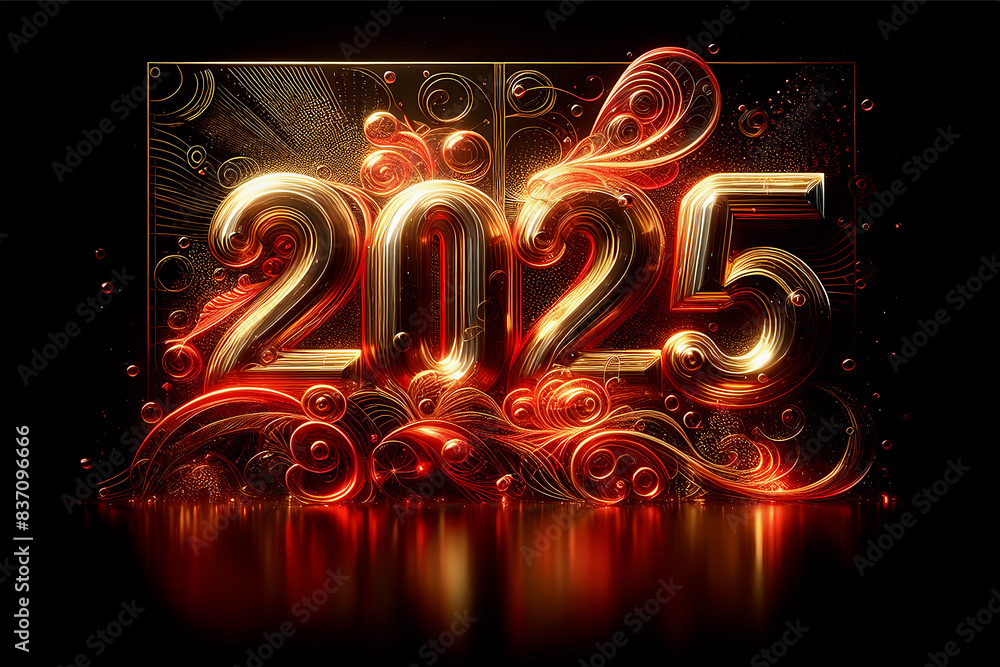 2025 New Year Futuristic 2025 Neon Sign, Cyberpunk Year 2025 Concept ...