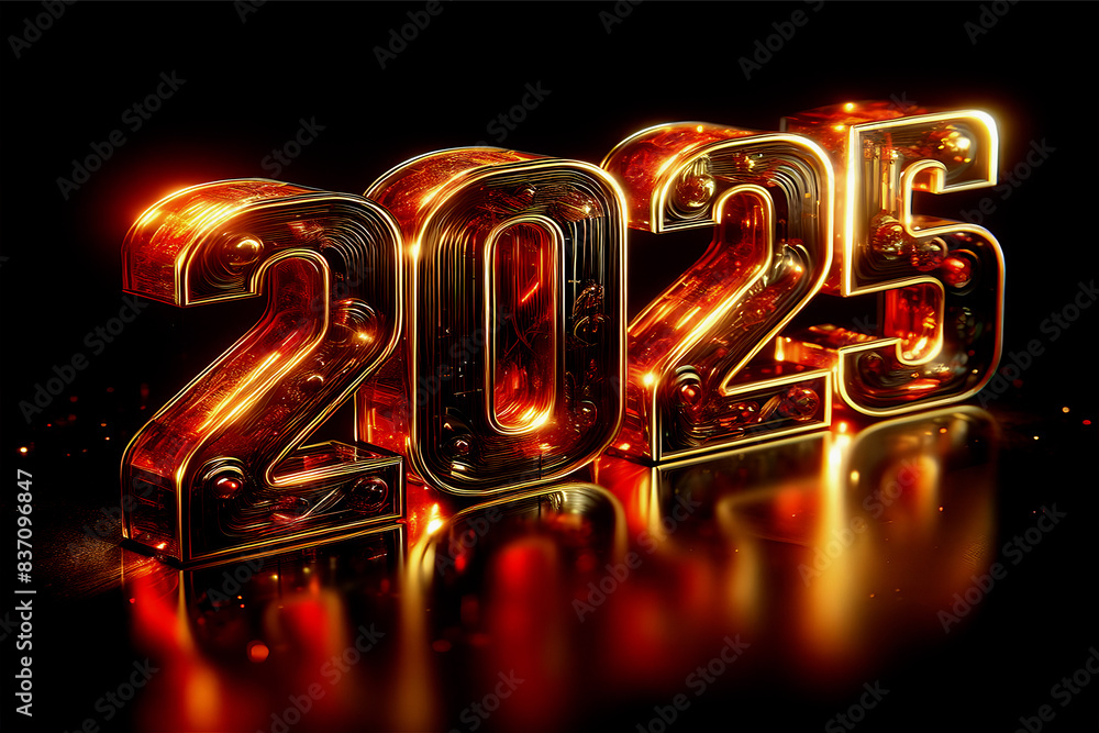 2025 New Year Futuristic 2025 Neon Sign, Cyberpunk Year 2025 Concept ...