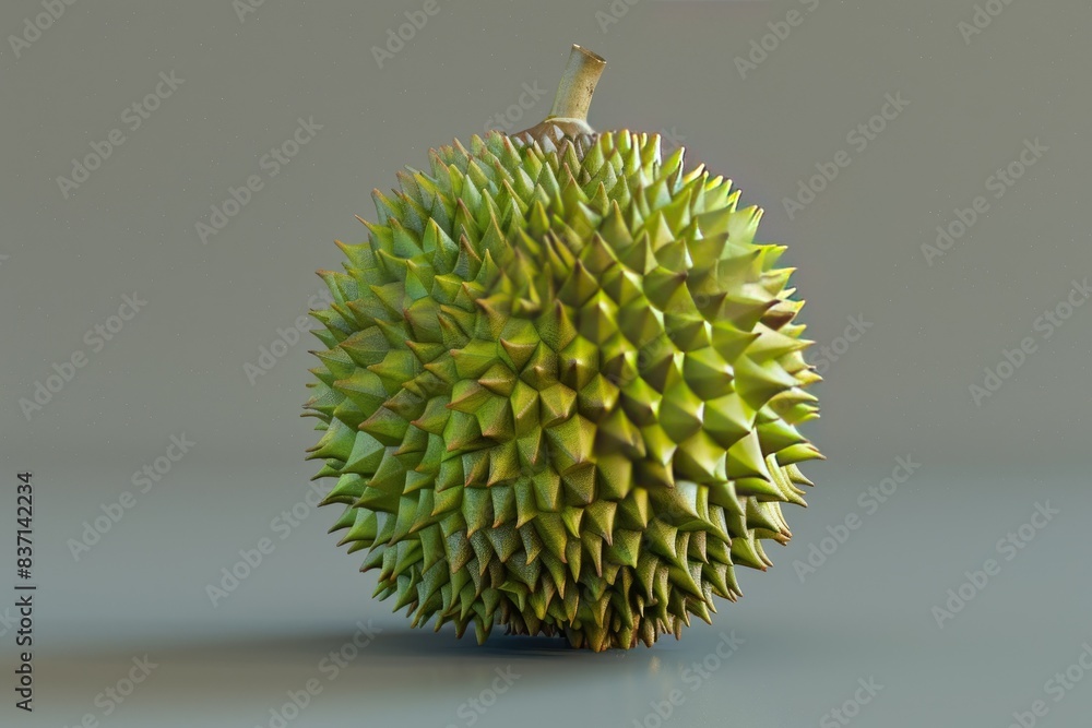 Cute 3D jackfruit with spiky green skin and detailed texture on ...