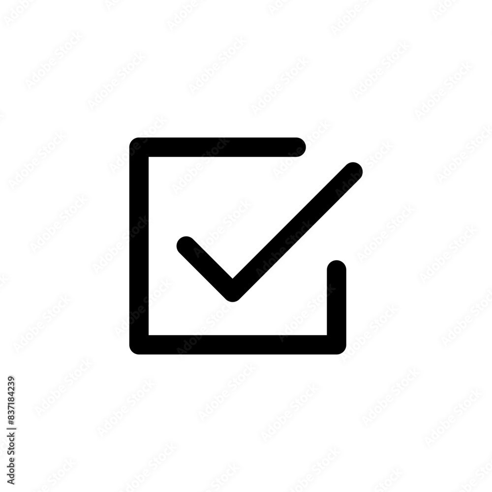 check mark icon, check box icon set. line circle. tick box symbol in green with correct, accept ...