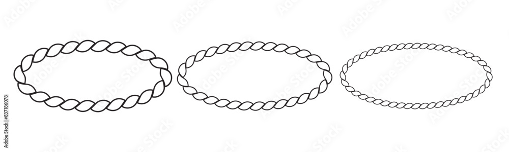 Round rope curve symbol set. Different thickness circular ropes set for ...