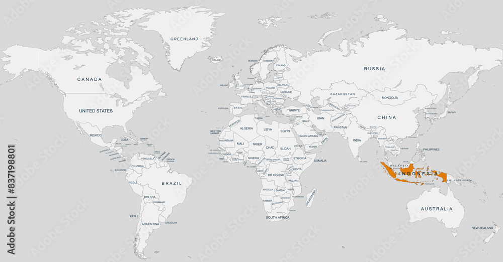 indonesia map.Geographical map of indonesia with world map highlighted ...
