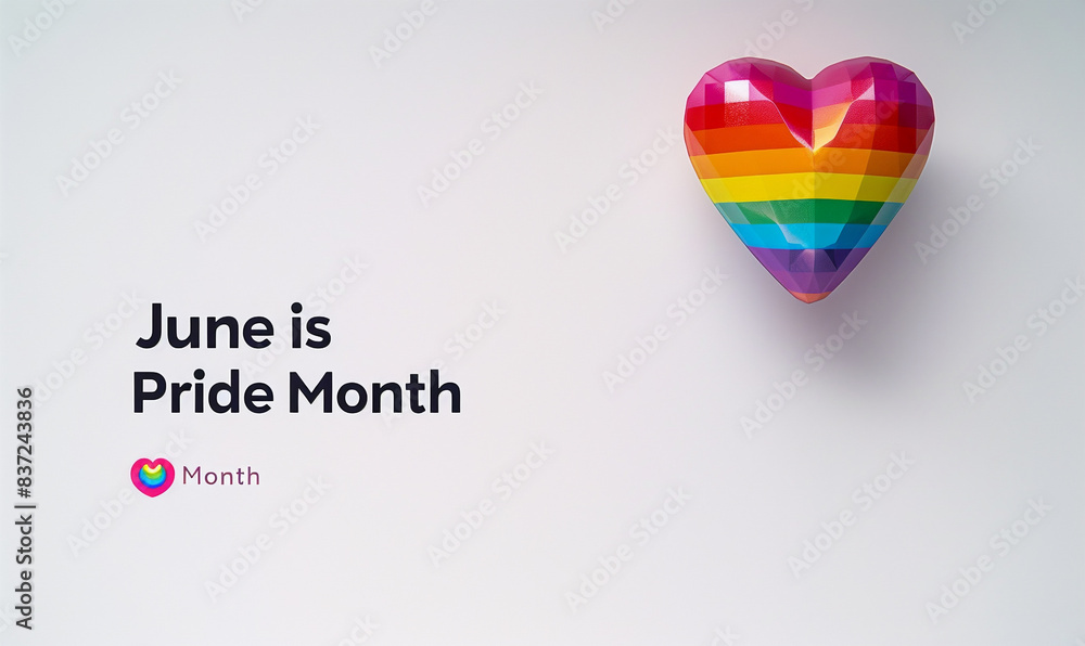 Minimalist June is Pride Month message and a colorful Progress LGBTQIA ...